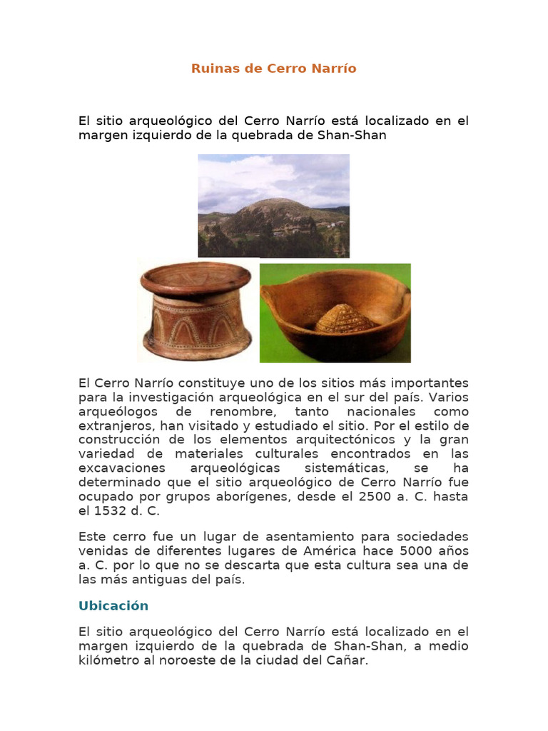 Ruinas Cerro Narrío: Historia y Cultura | PDF | Ciencias sociales