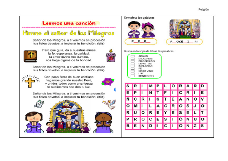 Canción para Señor de Los Milagros-Version Niños | PDF