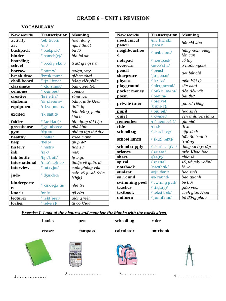 Grade 6 - Unit 1 Review | PDF