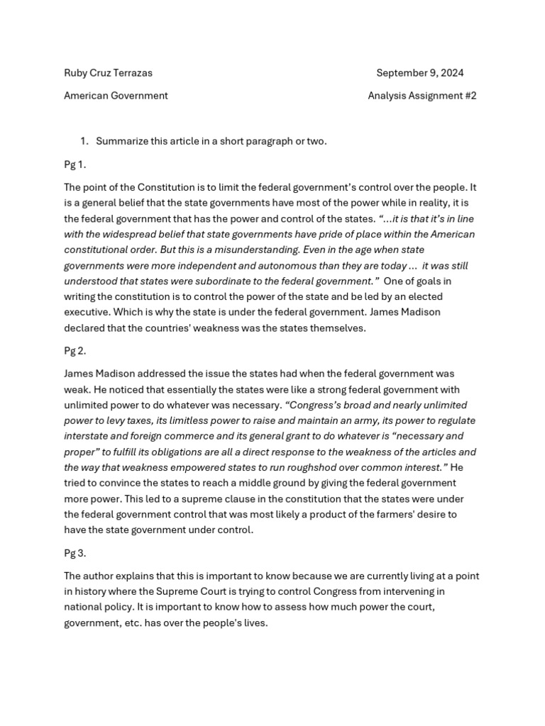 Gov Analysis #2 | PDF