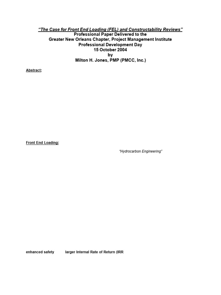 Case for Front End Loading | PDF
