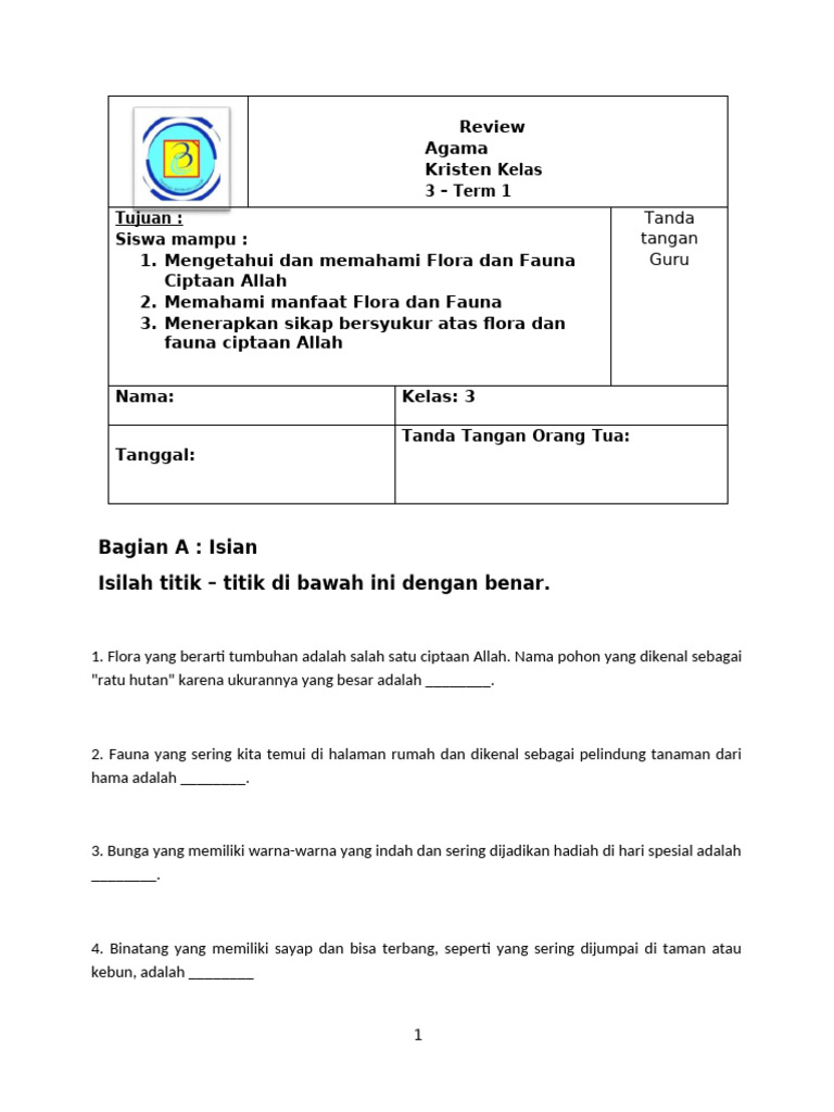 Review Agama Kristen Kelas 3 bab 1 dan 2 tp 24 | PDF