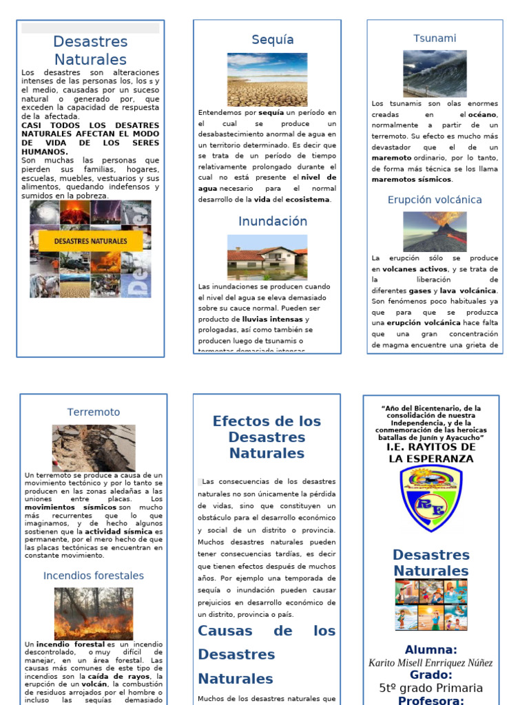 Triptico de Los Desastres Naturales | PDF