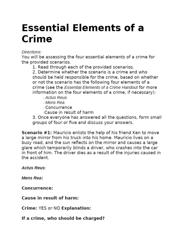Essential Elements of A Crime | PDF | Common Law | Criminal Law