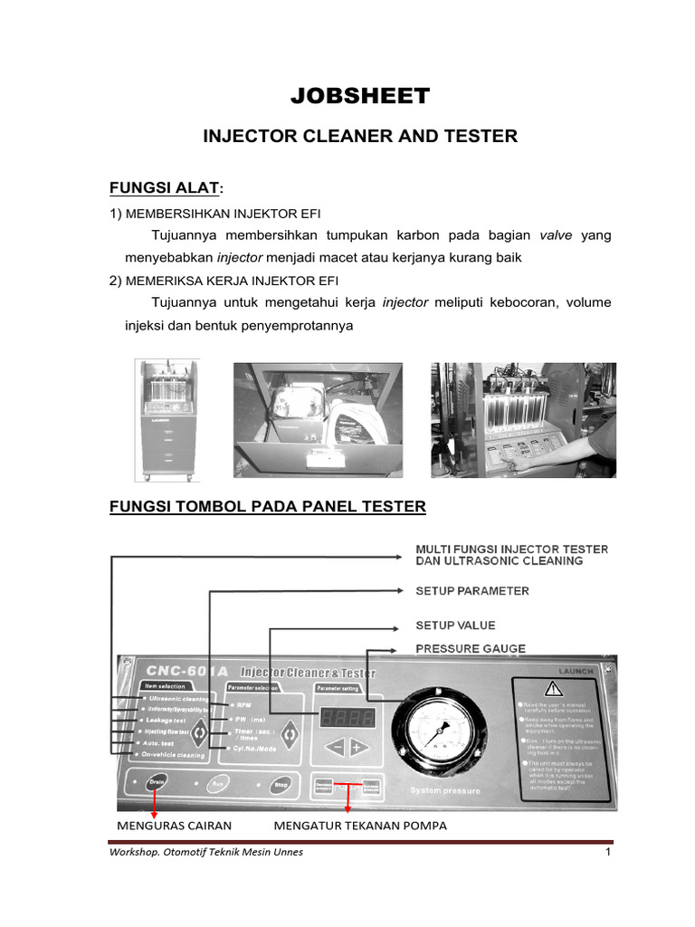 Job Sheet Injector Tester | PDF