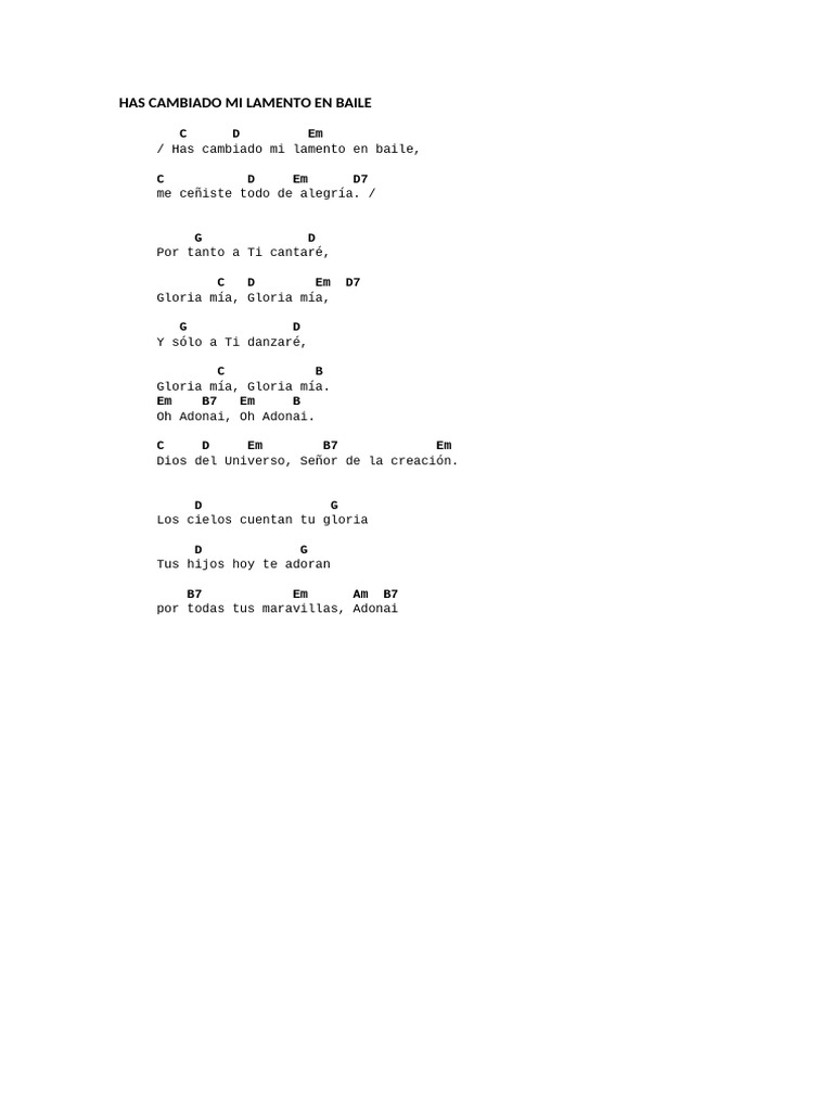 Has Cambiado Mi Lamento en Baile | PDF