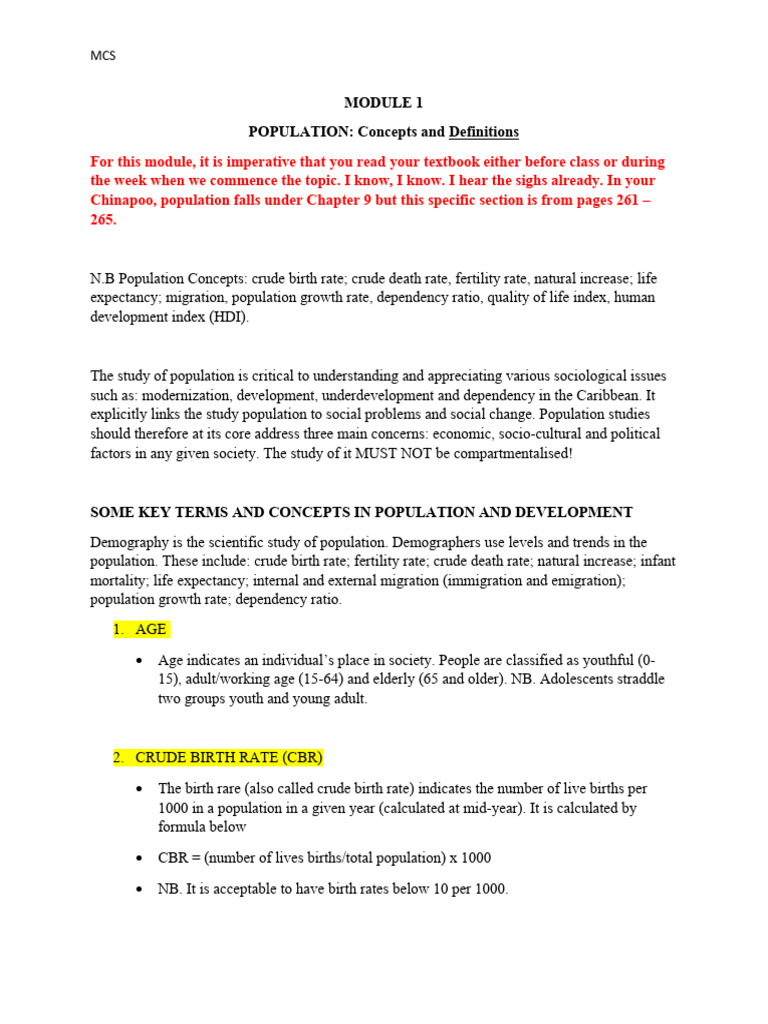 Population Concepts and Definitions | PDF | Human Development Index