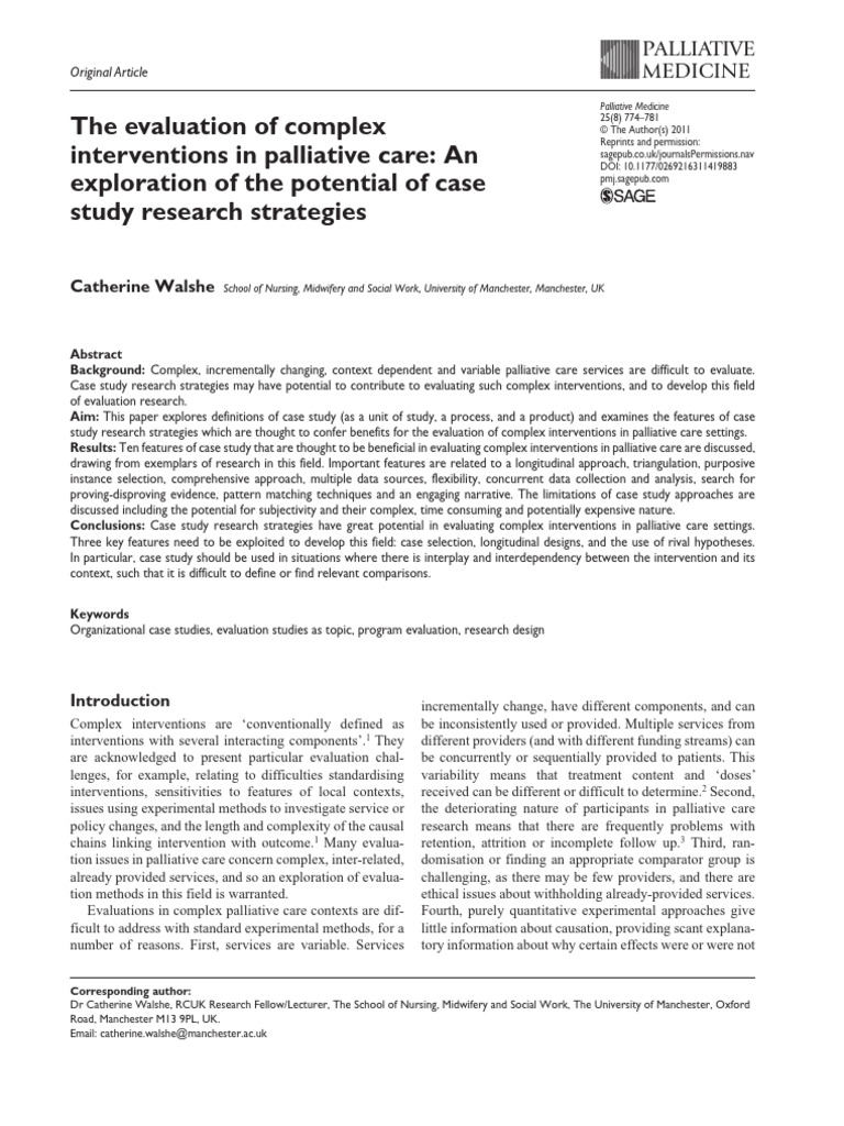 The Evaluation of Complex Interventions in Palliative Care - An ...