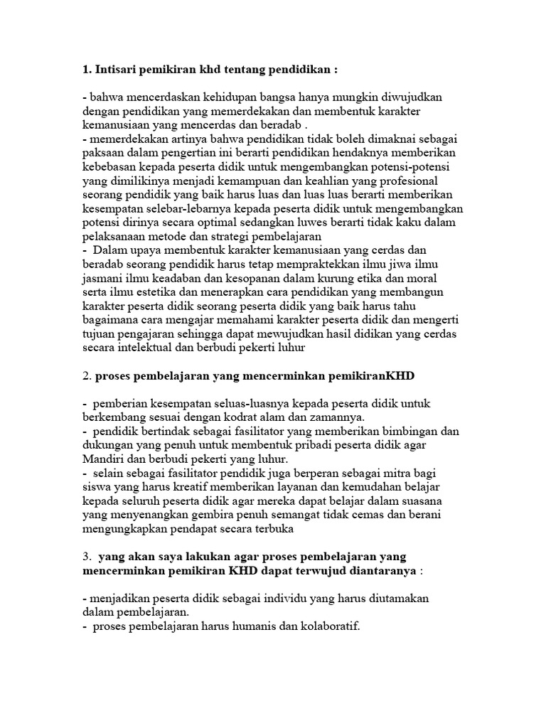 Intisari Pemikiran KHD-1 | PDF