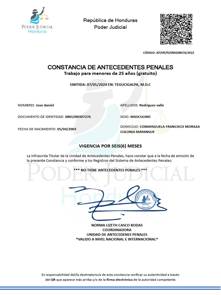 Constancia de Antecedentes Penales | PDF