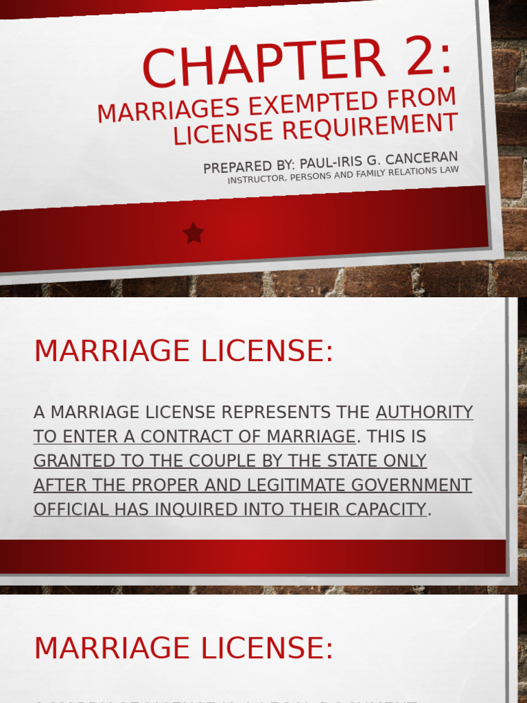 Chapter 2 Exemption From Marriage License | PDF