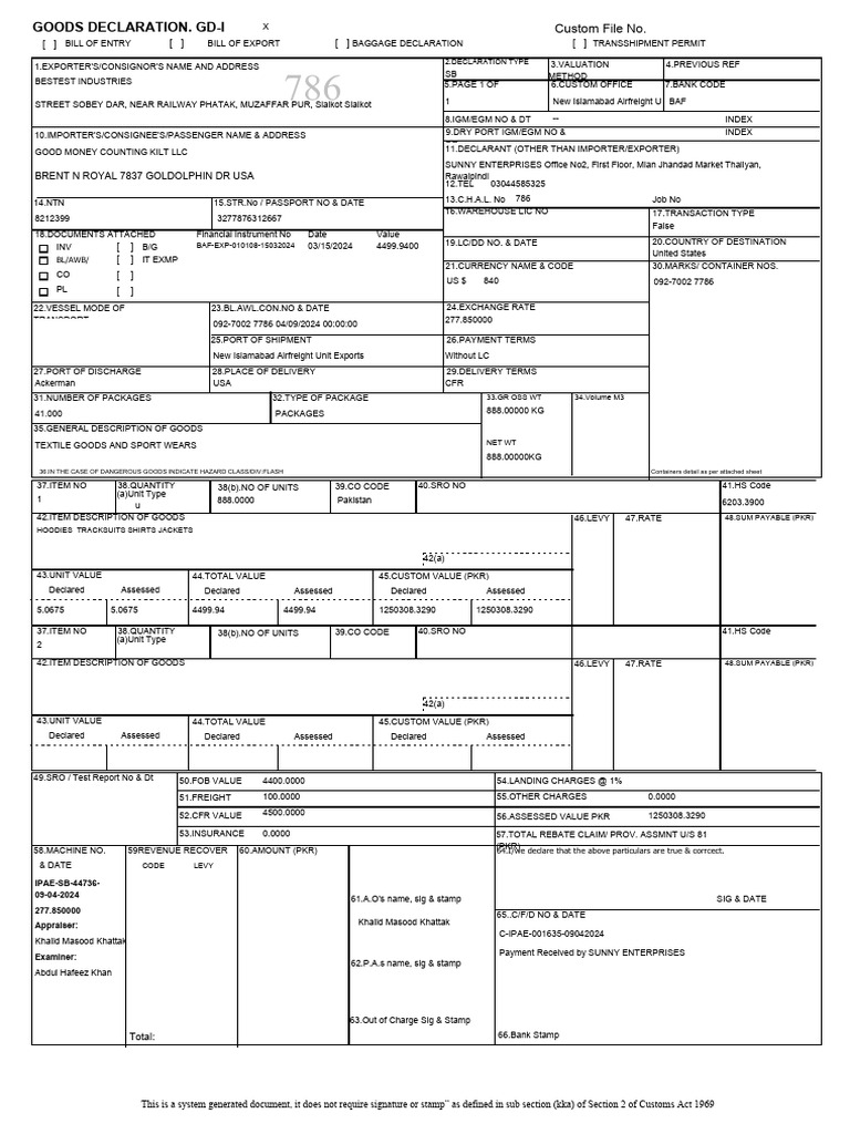 Bl/Awb/: 2.declaration Type | PDF