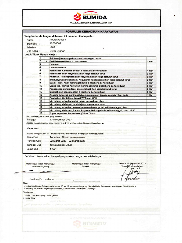 Cuti Besar 13 November 2023 | PDF