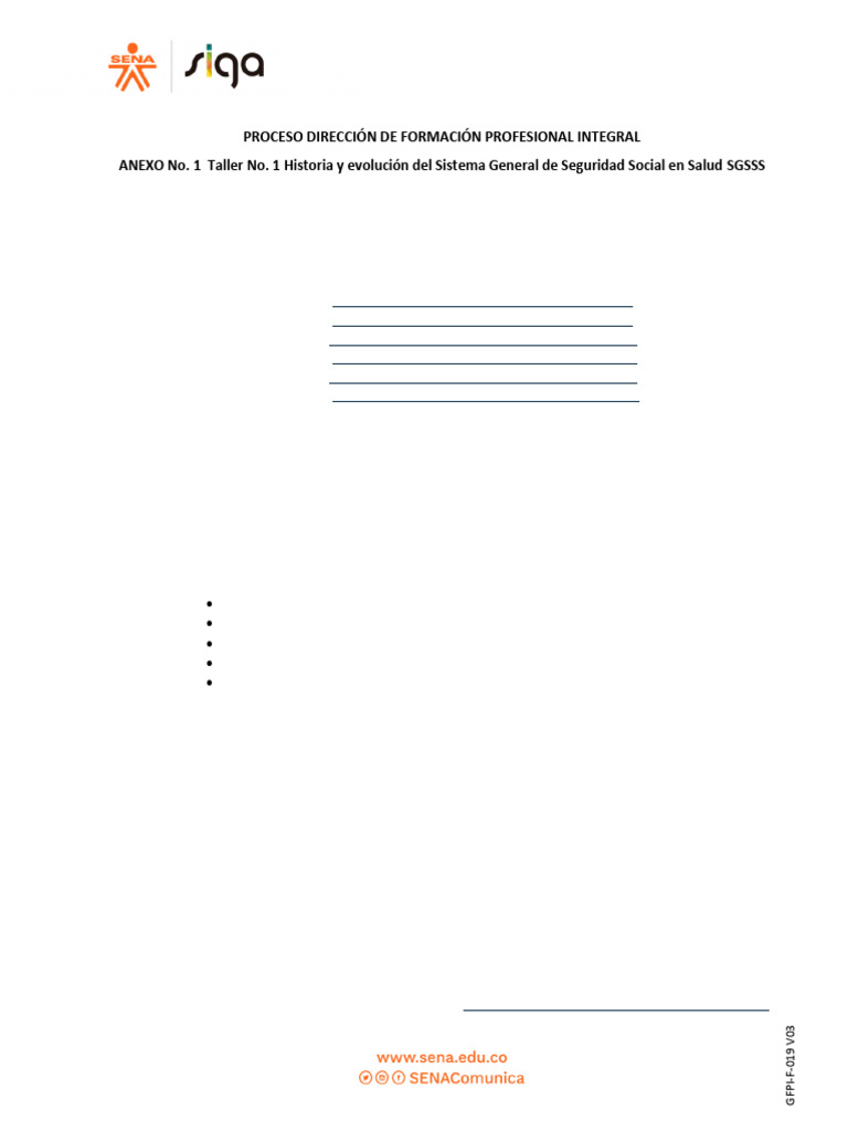 Taller No. 1 Historia y Evolución Del SGSSS | PDF