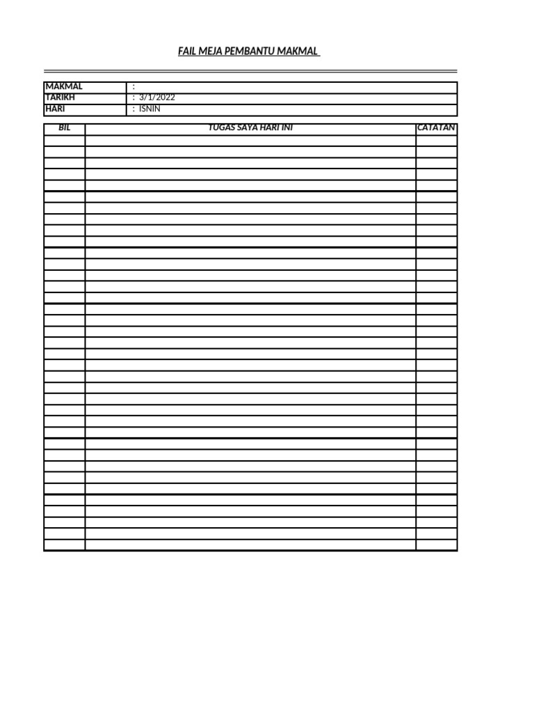 Contoh Fail Meja | PDF