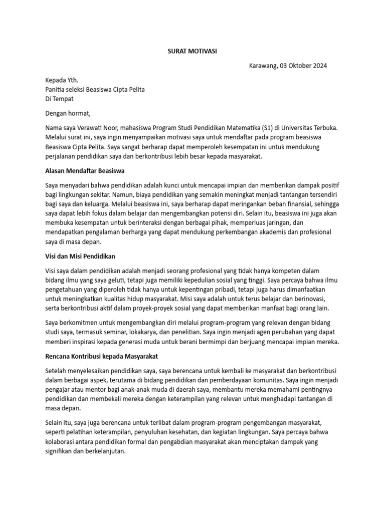 Surat Motivasi | PDF