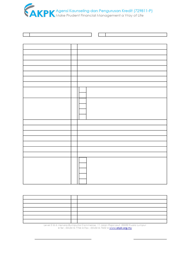 AKPK DMP Manual Form | PDF
