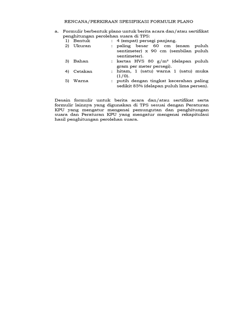 2 Perkiraan Spesifikasi Formulir Plano | PDF 2 Perkiraan Spesifikasi Formulir Plano | PDF