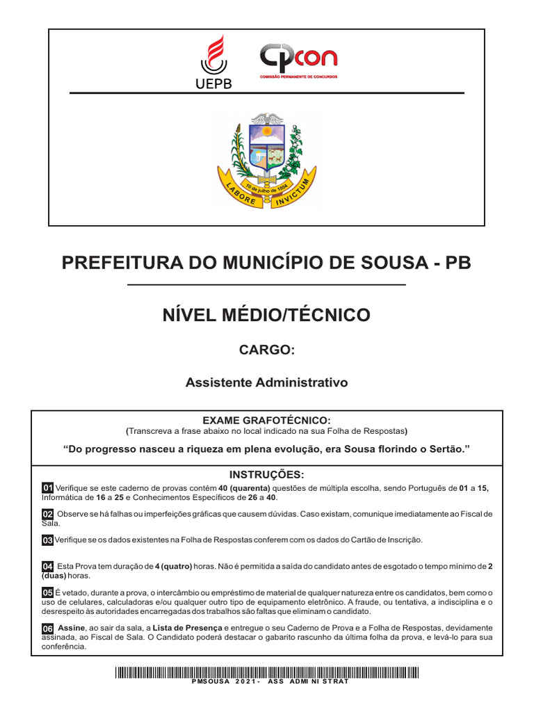 3 Assistente Administrativo Prova | PDF
