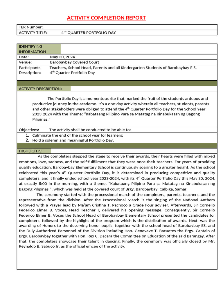 4TH Quarter Portfolio Day | PDF