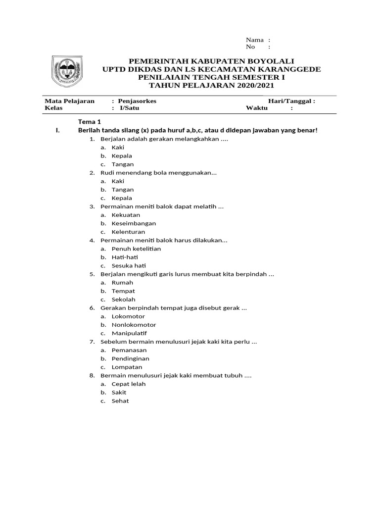 PTS Kls 1 Dan 2 | PDF