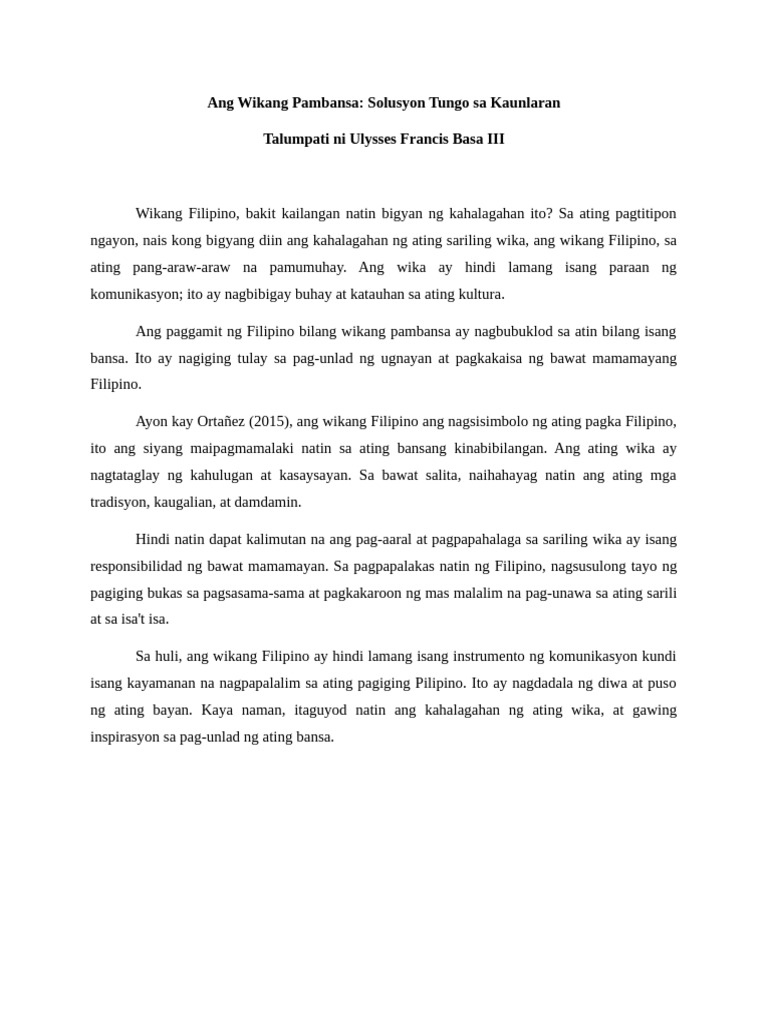 Talumpati Patungkol Sa Wika | PDF