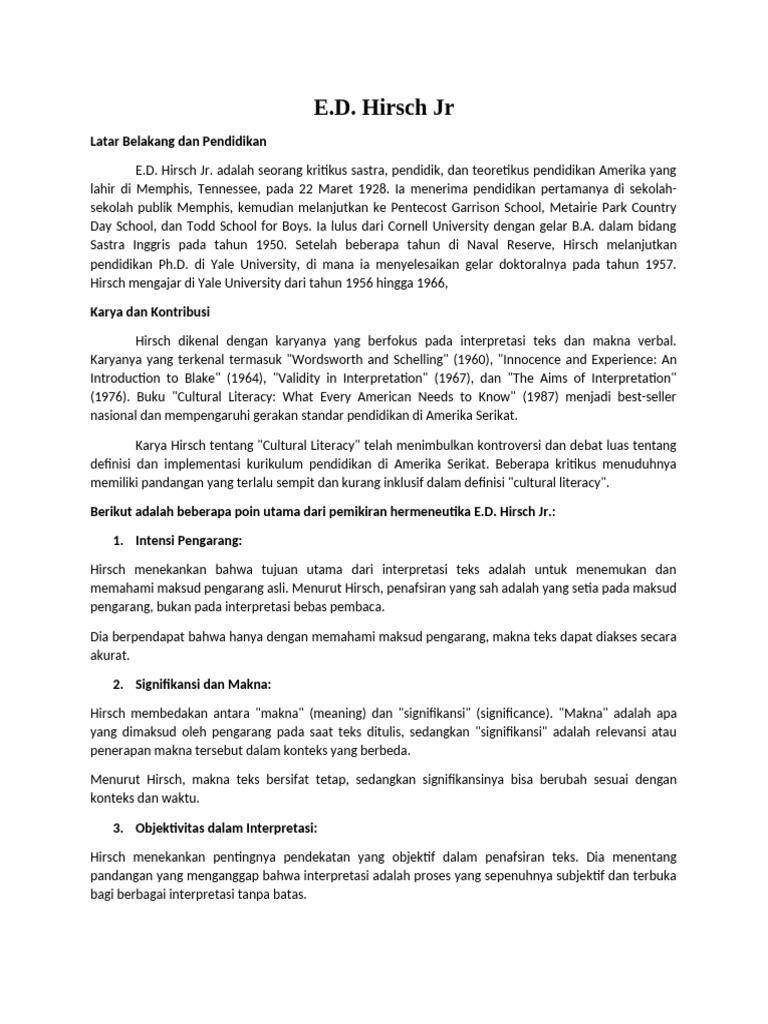 E.D. Hirsch JR | PDF