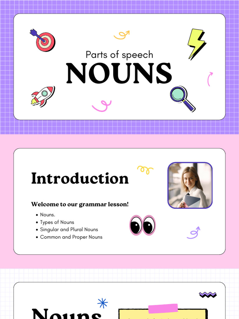 Colorful Parts of Speech Nouns Presentation | PDF