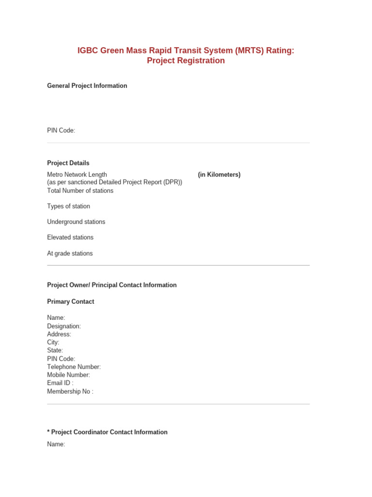 IGBC Green MRTS Registration Form | PDF