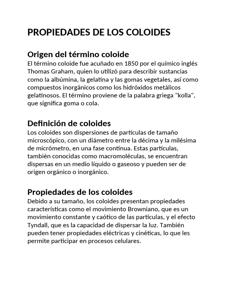 Propiedades de Los Coloides | PDF