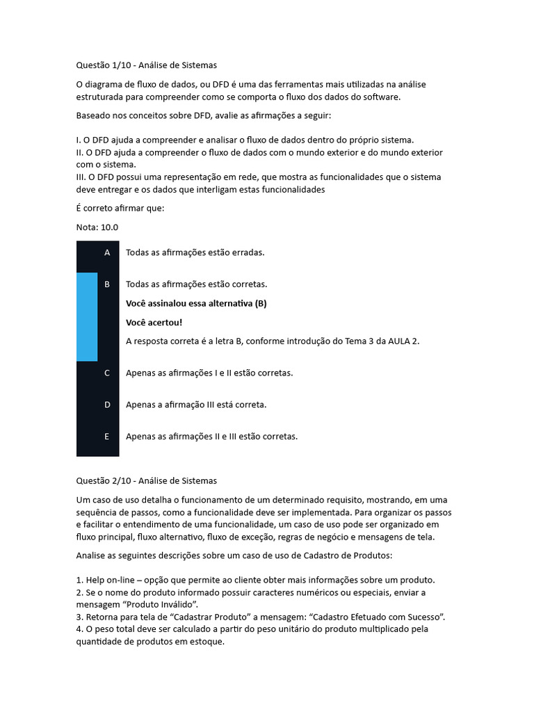 Analise de Sistemas Apol 1 Uninter | PDF