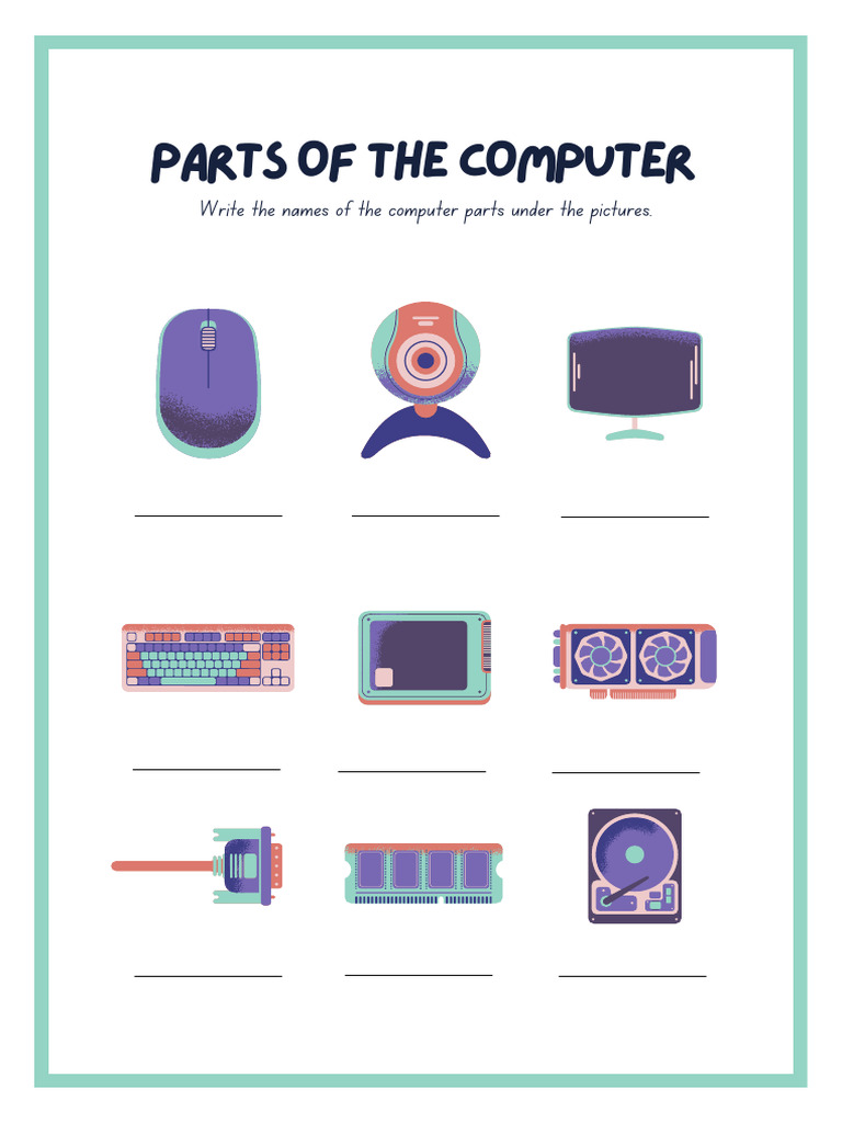 Green and Purple Parts of The Computer Activity Worksheet | PDF