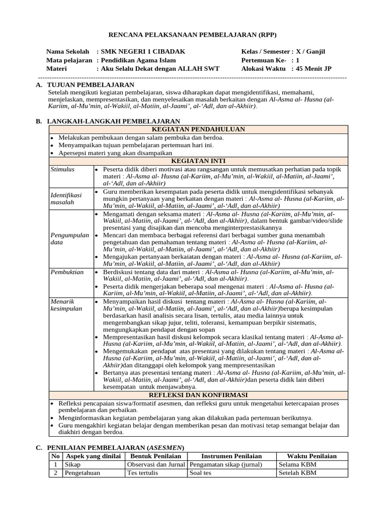 RPP 3 - Aku Selalu Dekat Dengan ALLAH SWT | PDF
