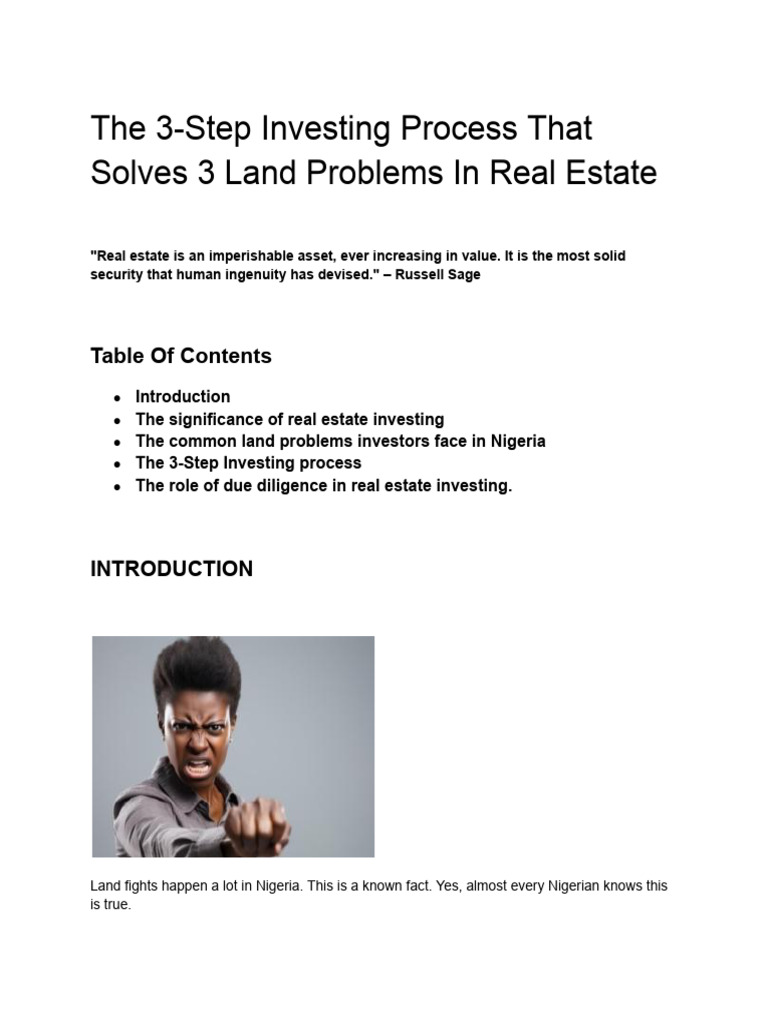 The 3-Step Investing Process That Solves 3 Land Problems in Real Estate-1 | PDF | Due Diligence ...