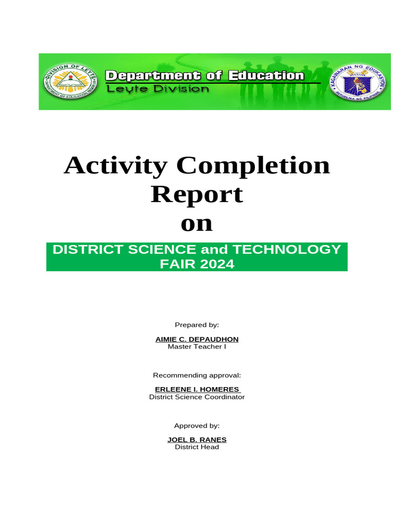 District Science Fair Activity Completion Report | PDF
