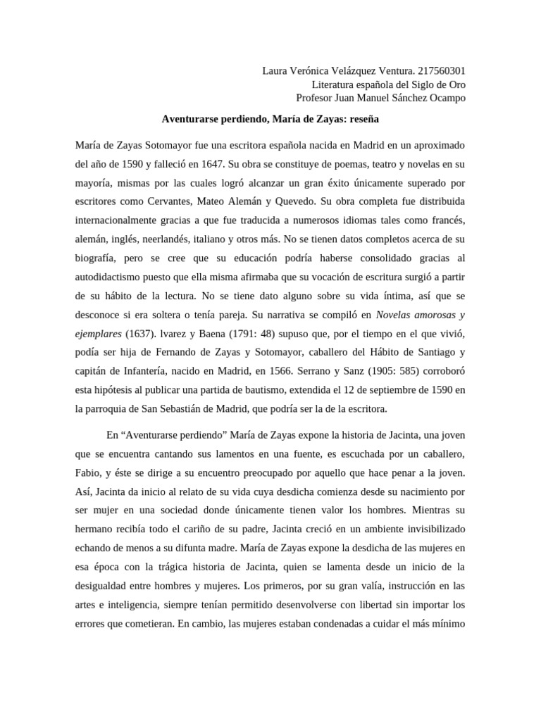 Reseña María de Zayas_LVVV | PDF