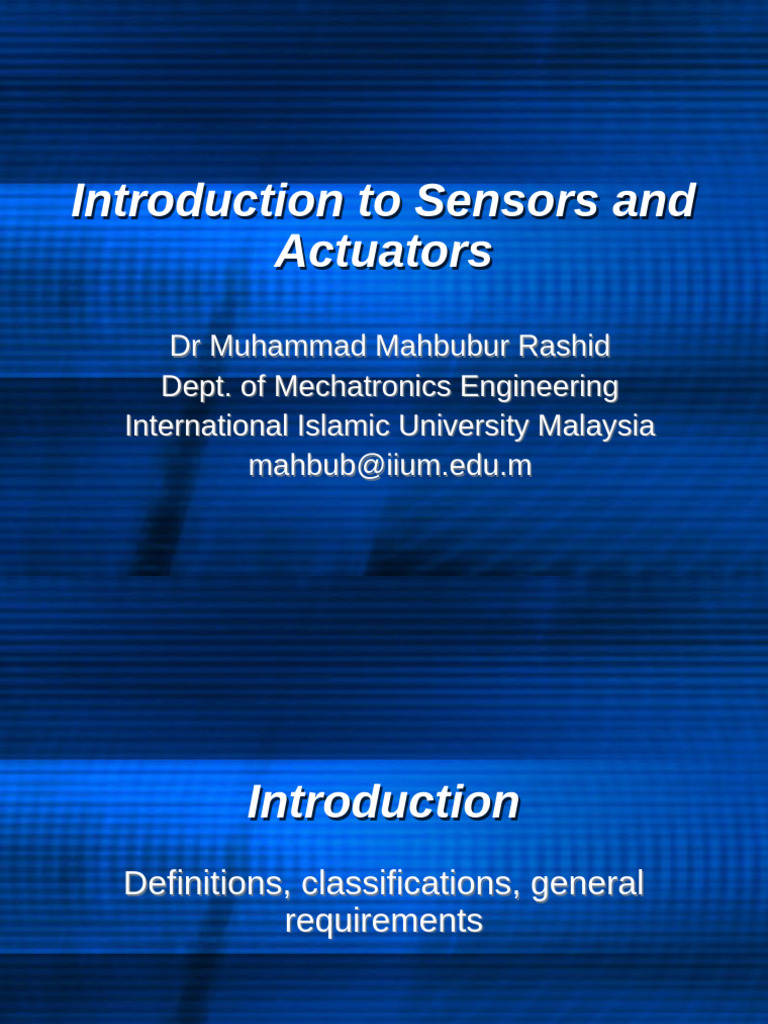 Lecture1introduction To Sensors and Actuators | PDF