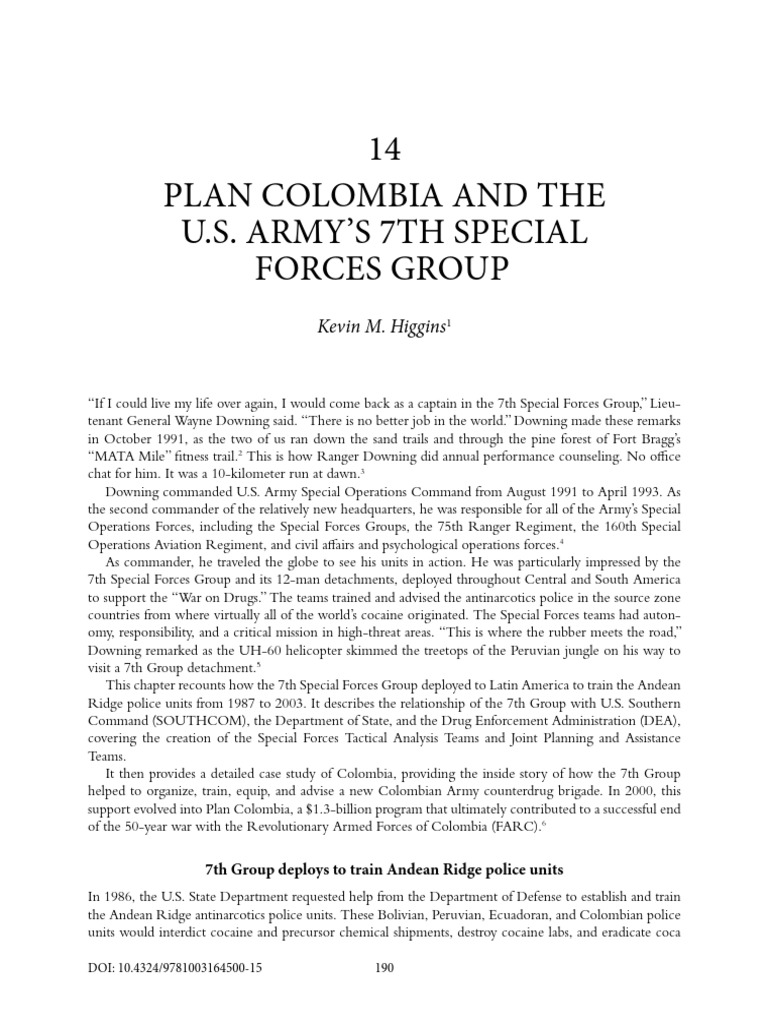 Plan Colombia and The U.S. Army's 7th Special Forces Group - 24 - 09 - 20 - 23 - 30 - 42 | PDF