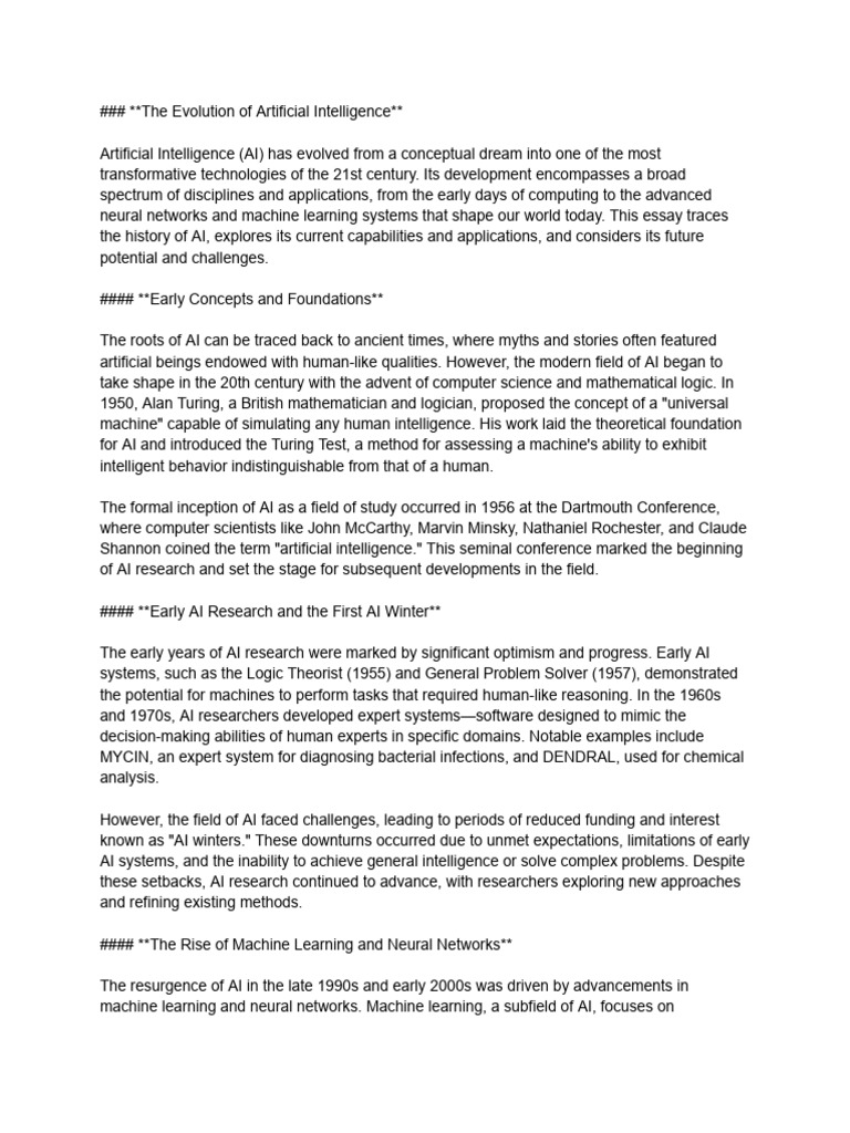 The Evolution of Artificial Intelligence | PDF