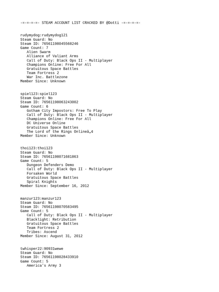 steam accounts | PDF