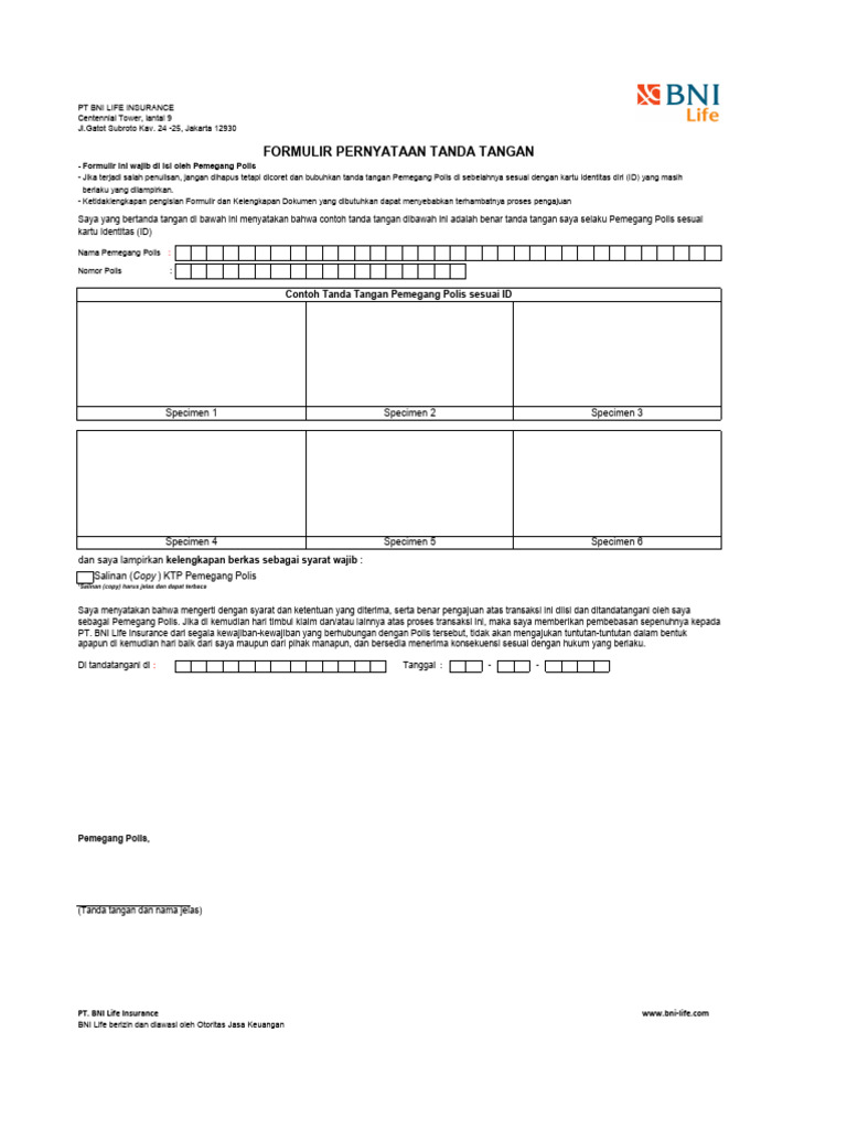 Form Specimen Tanda Tangan New | PDF
