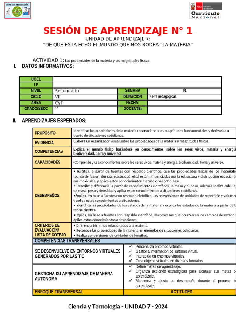 A-1º Ses-Act 1 Cyt Und 7 | PDF