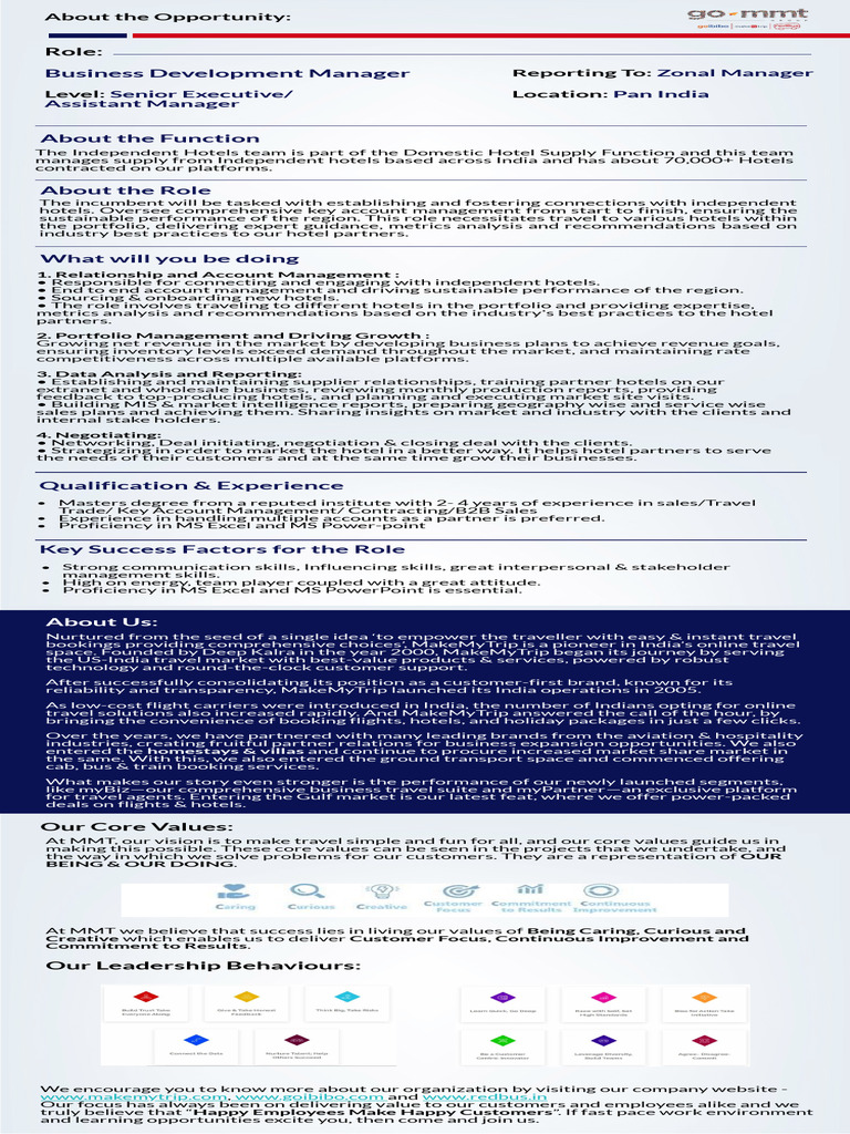 Senior Business Development Manager - MakeMyTrip Group | PDF | Business Development | Business