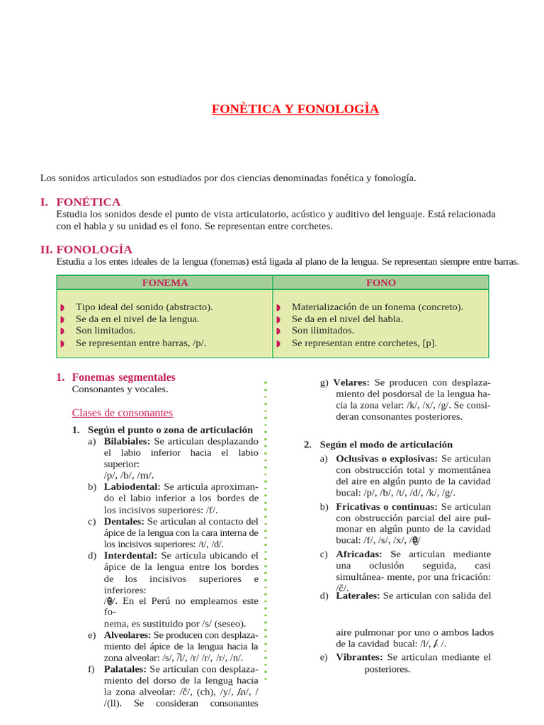 Fonètica y Fonologìa | PDF