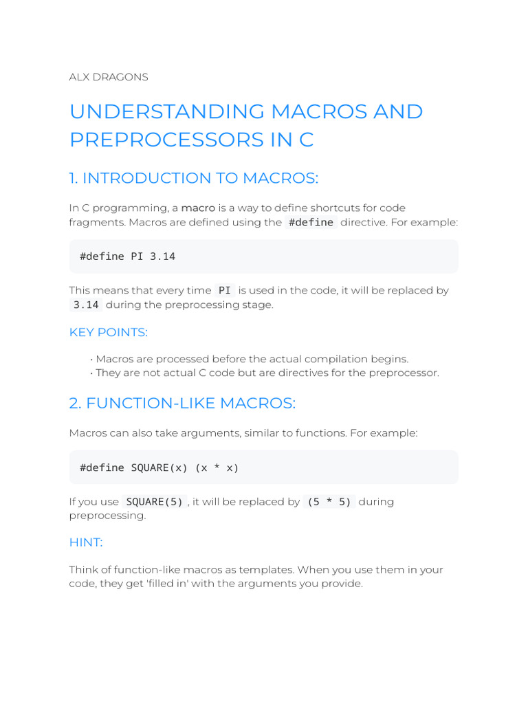 Understanding Macros and Preprocessors in C | PDF | Computing | Software Engineering