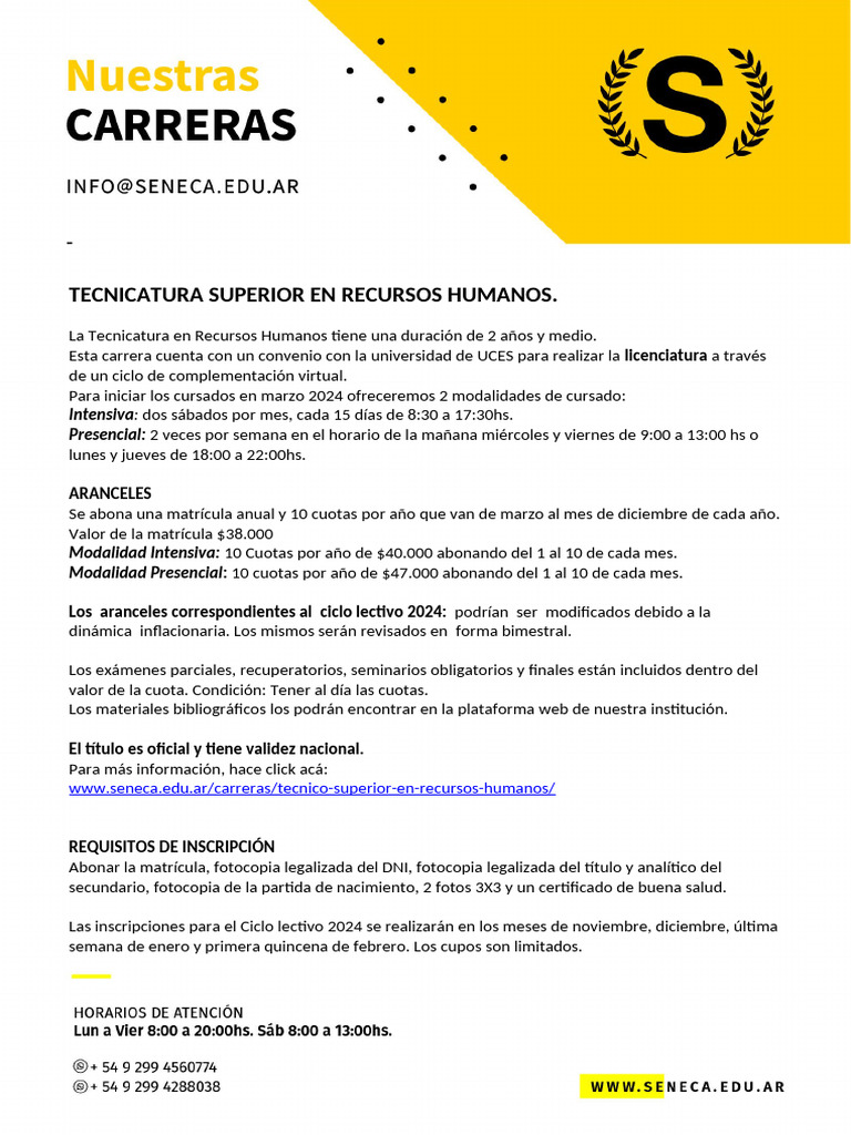 SÉNECA - TEC. SUP. EN RECURSOS HUMANOS | PDF