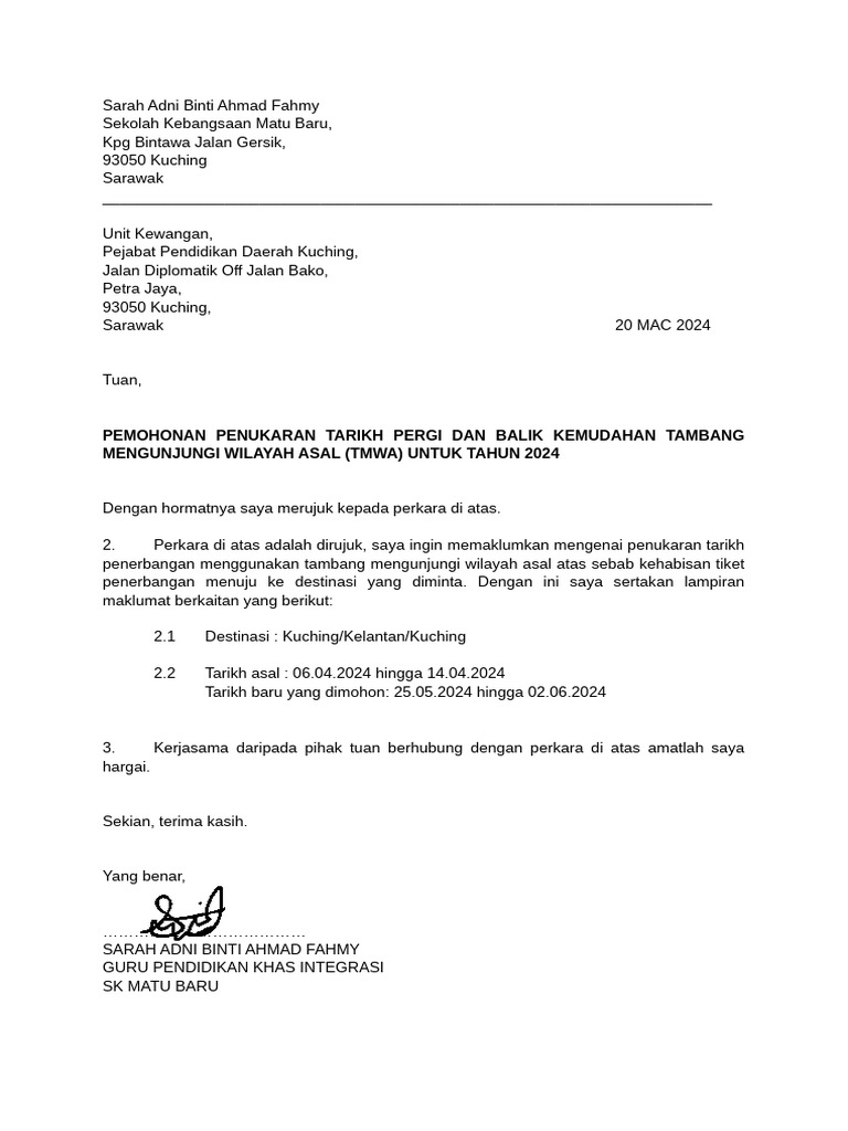 Surat Tunda Tmwa | PDF