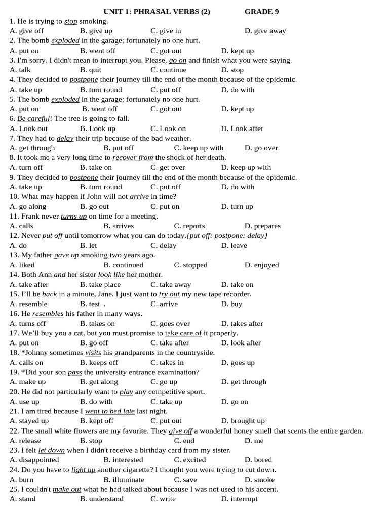 Unit 1-Phrasal Verbs | PDF