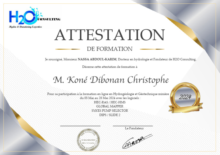 Training Certificate in Hydrogeology and Geotech-2 | PDF