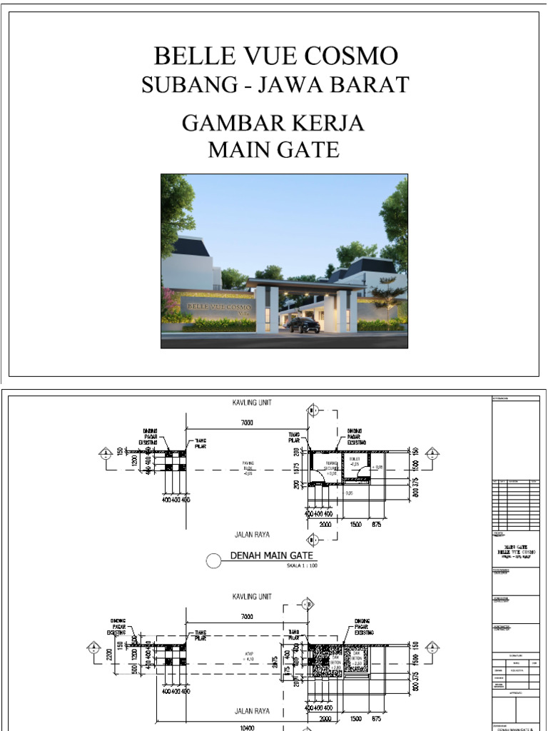 Gambar Kerja Main Gate Belle Vue Cosmo - Subang | PDF